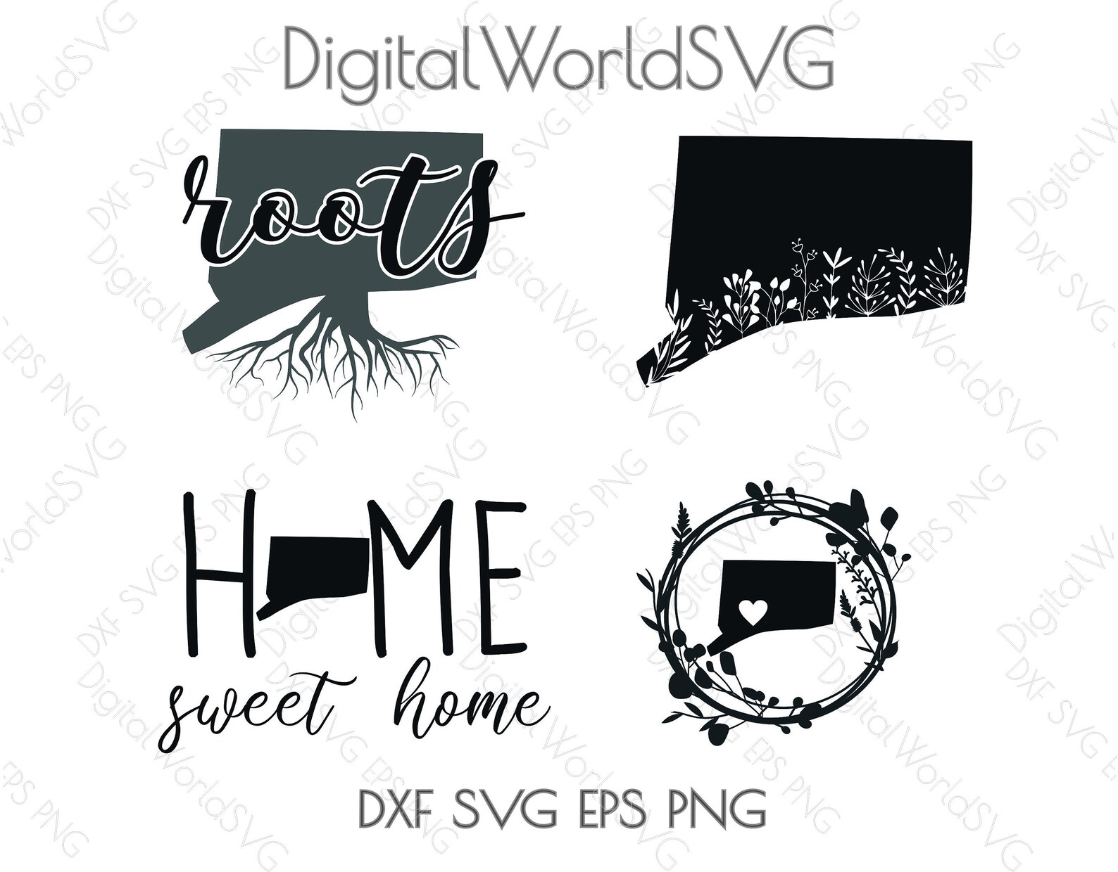 Connecticut State Digital File Home Sweet Home Cut File - Etsy