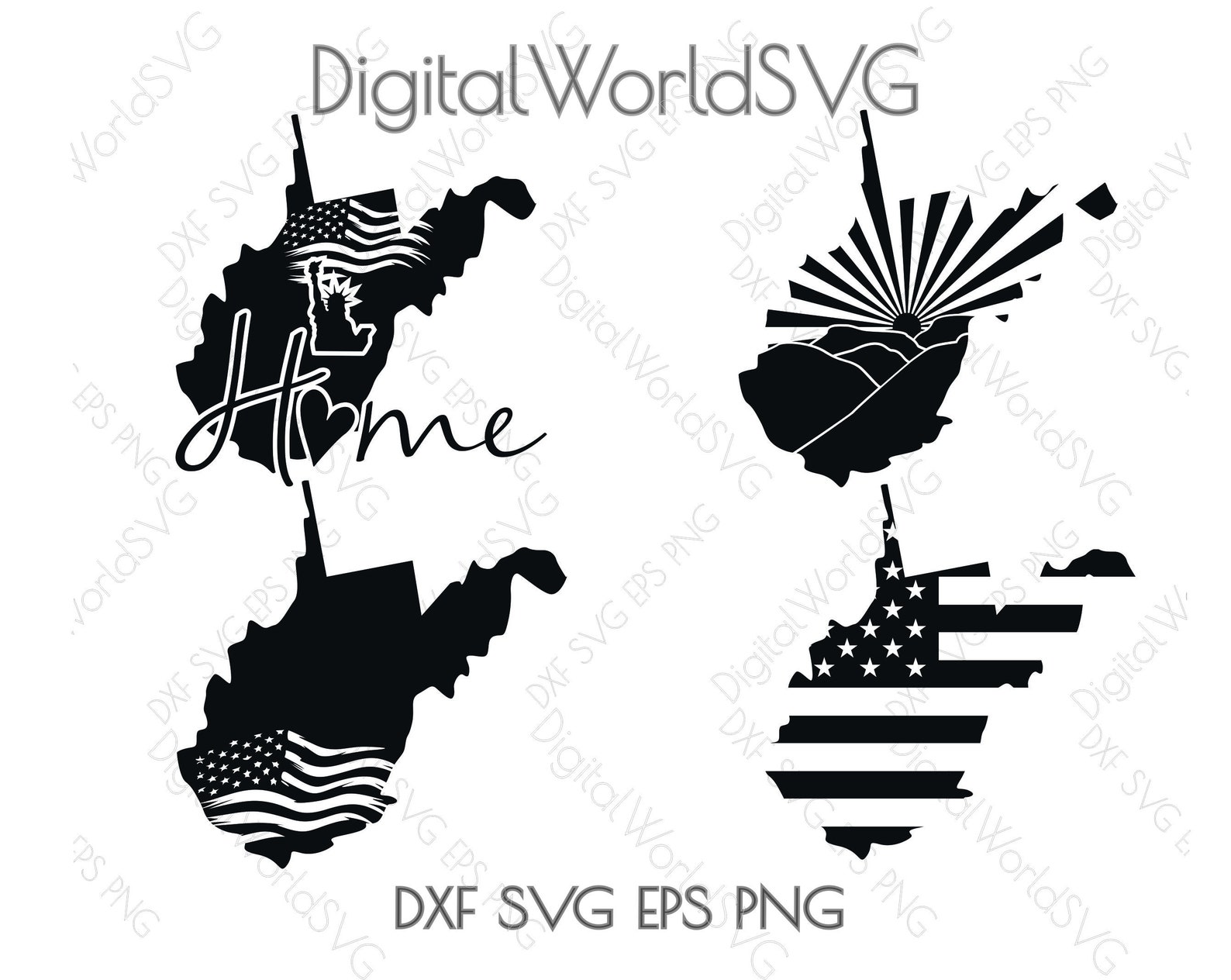 West Virginia state digital vector file svg Flag USA Home - Etsy France