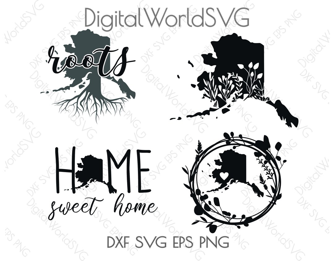 Alaska State Digital File My Roots Floral Design Frame Heart - Etsy