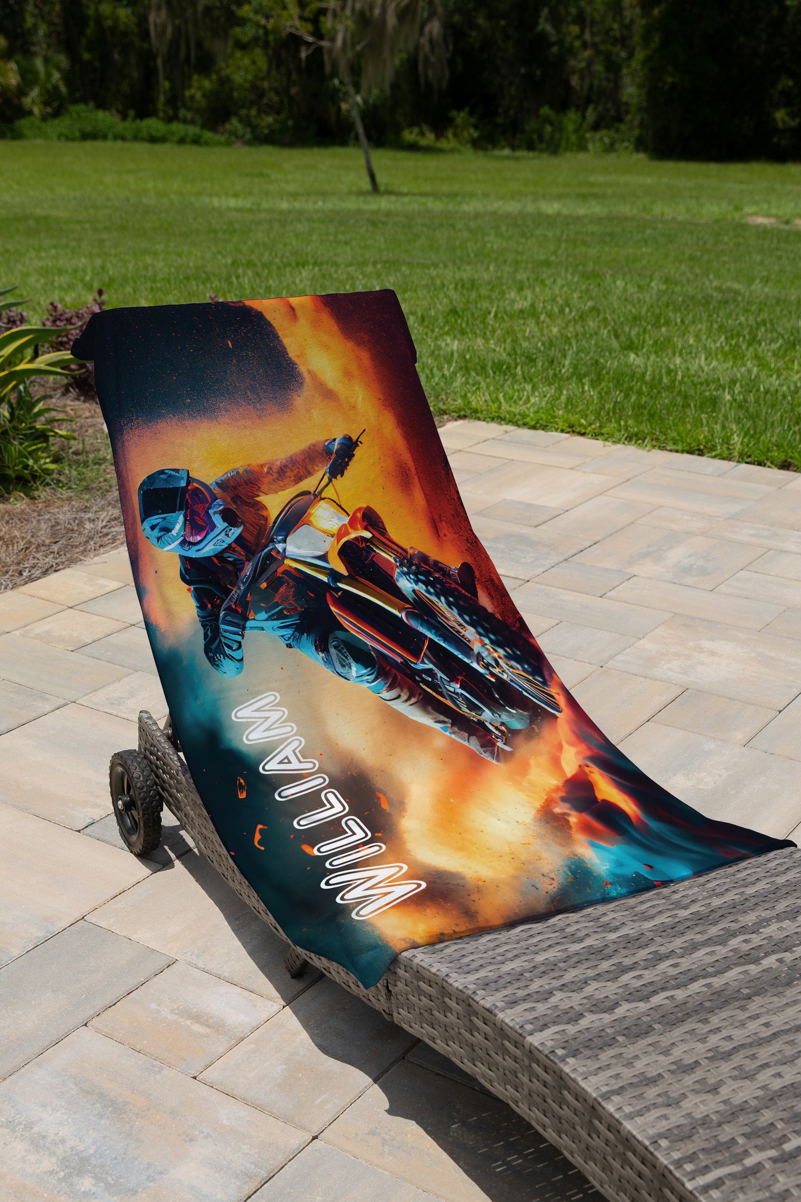 Motorcycle Beach Towel, Dirt Bike Pool Towel, Birthday Gift for Him ...