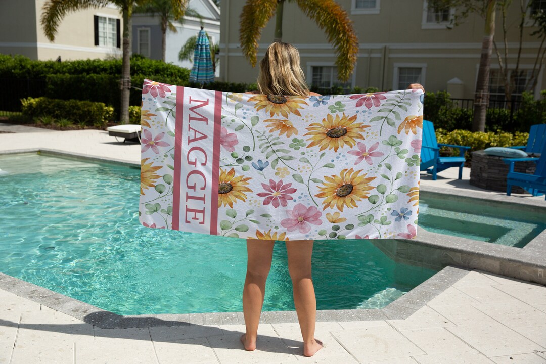 Large Beach Towel Personalized Custom Pool Towel Female - Etsy