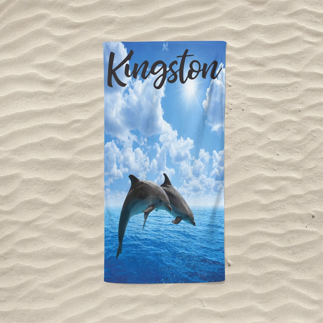Dolphin Beach Towel, Personalized Beach Towel Adult, Custom Beach ...