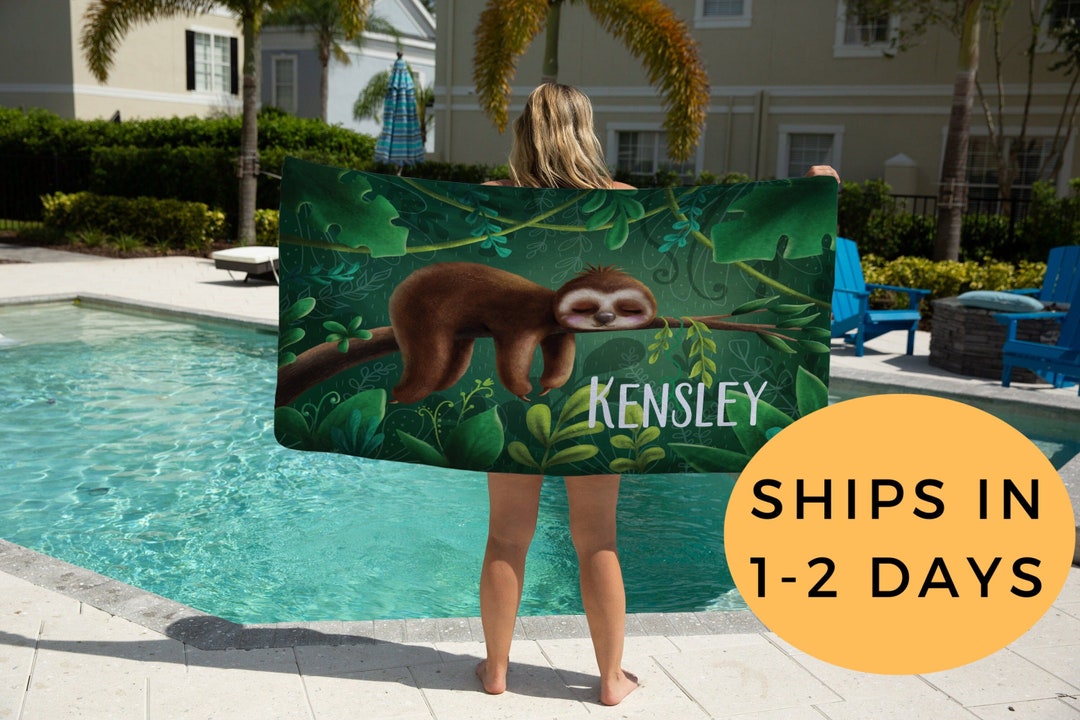 Sloth Beach Towel Sloth Birthday Sloth Baby Shower - Etsy