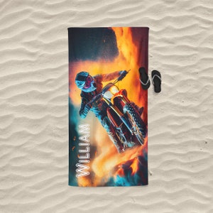Motorcycle Beach Towel, Dirt Bike Pool Towel, Birthday Gift for Him ...
