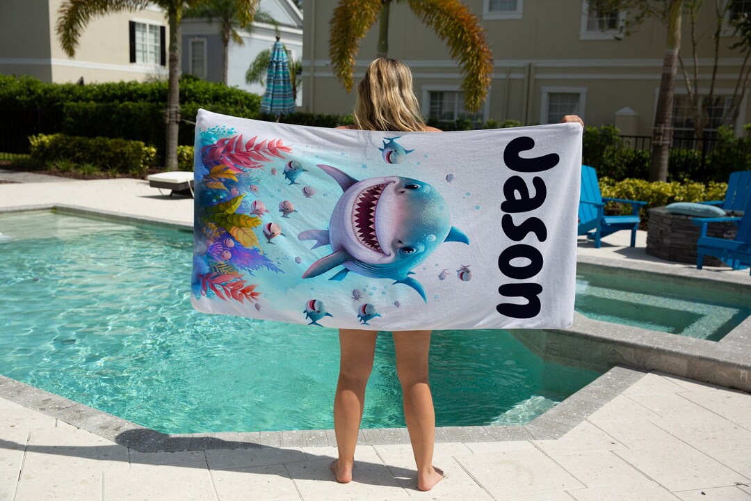 Shark Beach Towel, Beach Towels for Kids, Shark Gift, Shark Birthday ...