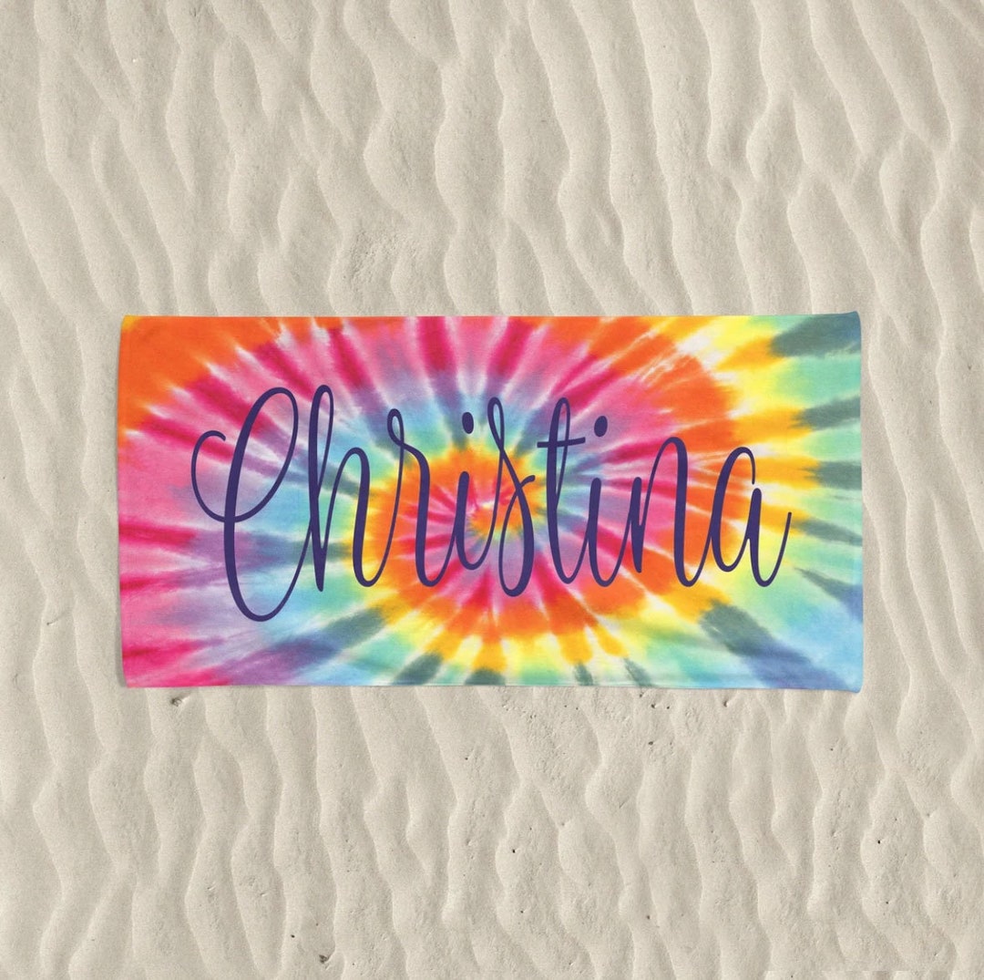 Tye Dye Beach Towel, Personalized Beach Towel, Pool Decor, Custom Beach ...