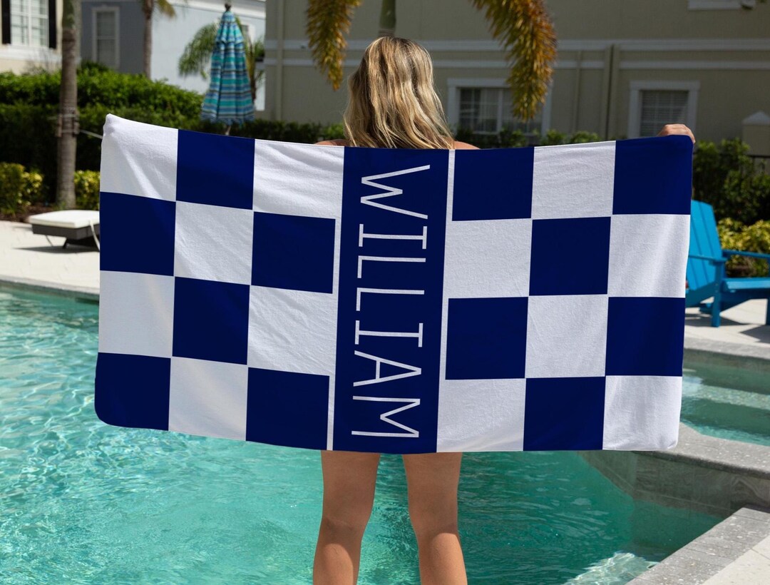 Checkered Pool Towel, 17th Birthday Gift, Unique Dad Birthday Gift ...