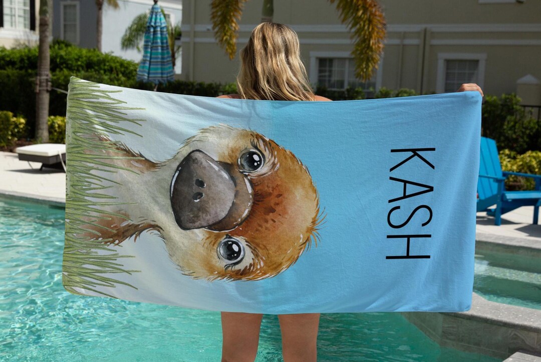 Platypus Pool Towel, Custom Kids Beach Towel, Personalized Towel, Pool ...