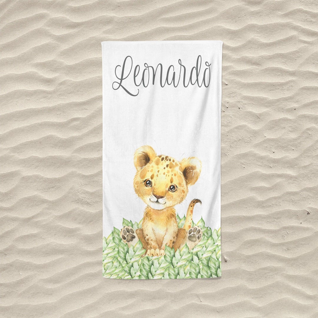 Lion Towel, Boys Custom Towel, Custom Beach Towels, Kids Personalized ...