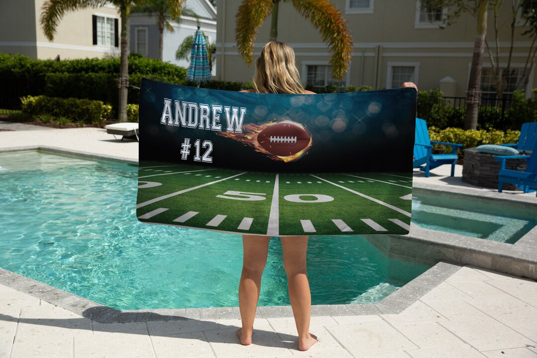 Football Beach Towel, Custom Beach Towel, Football Team Gift, Football ...