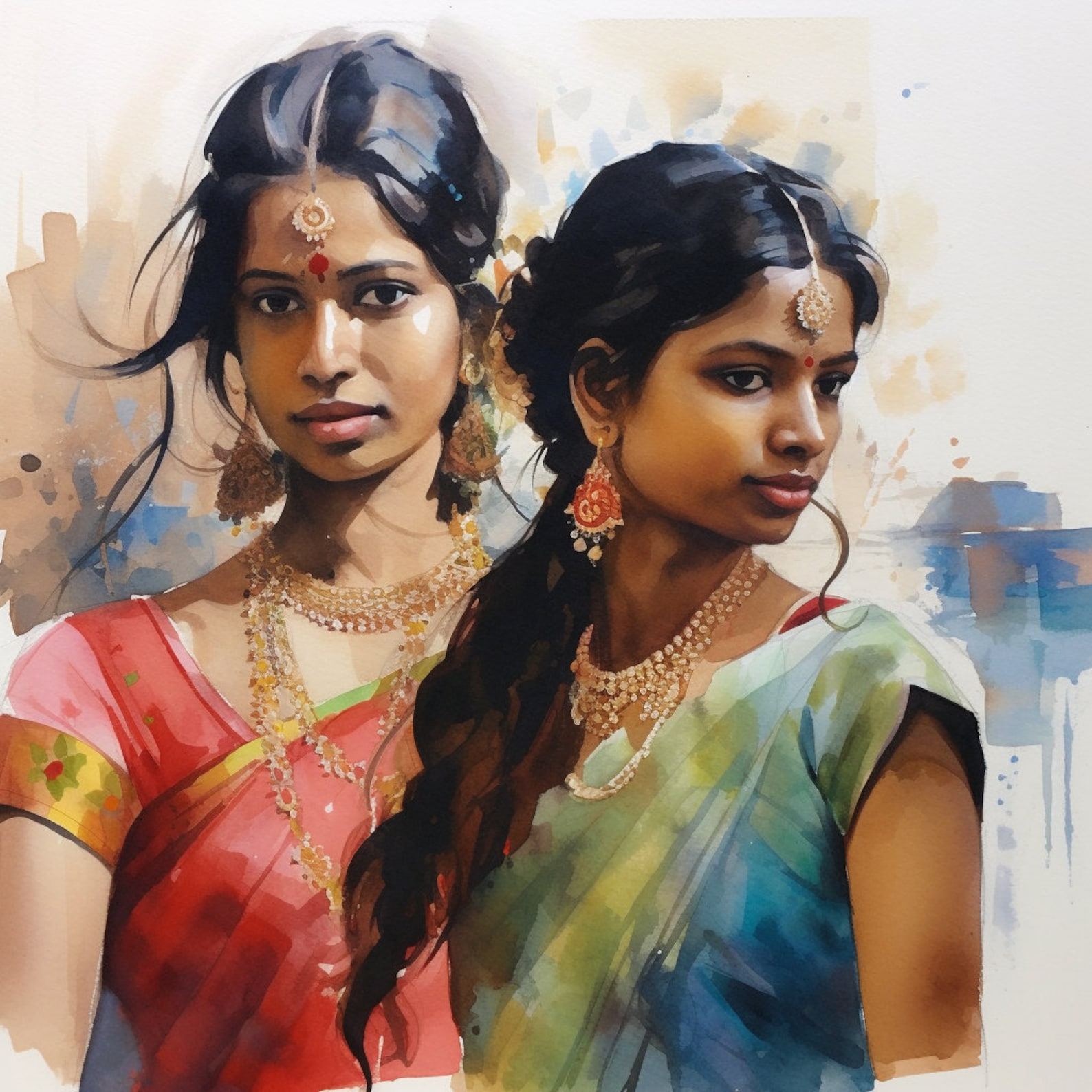 Modern South Asian Women Digital Print Woman's Portrait - Etsy