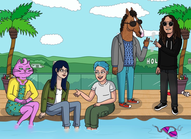 Bojack Horseman Cartoon, Custom Bojack Horseman Family Portrait, Couple ...