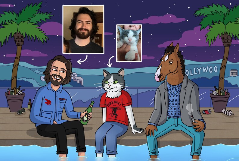 Bojack Horseman Cartoon, Custom Bojack Horseman Family Portrait, Couple ...