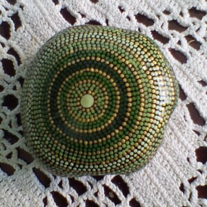 Green Dotted Painted Rock | Etsy