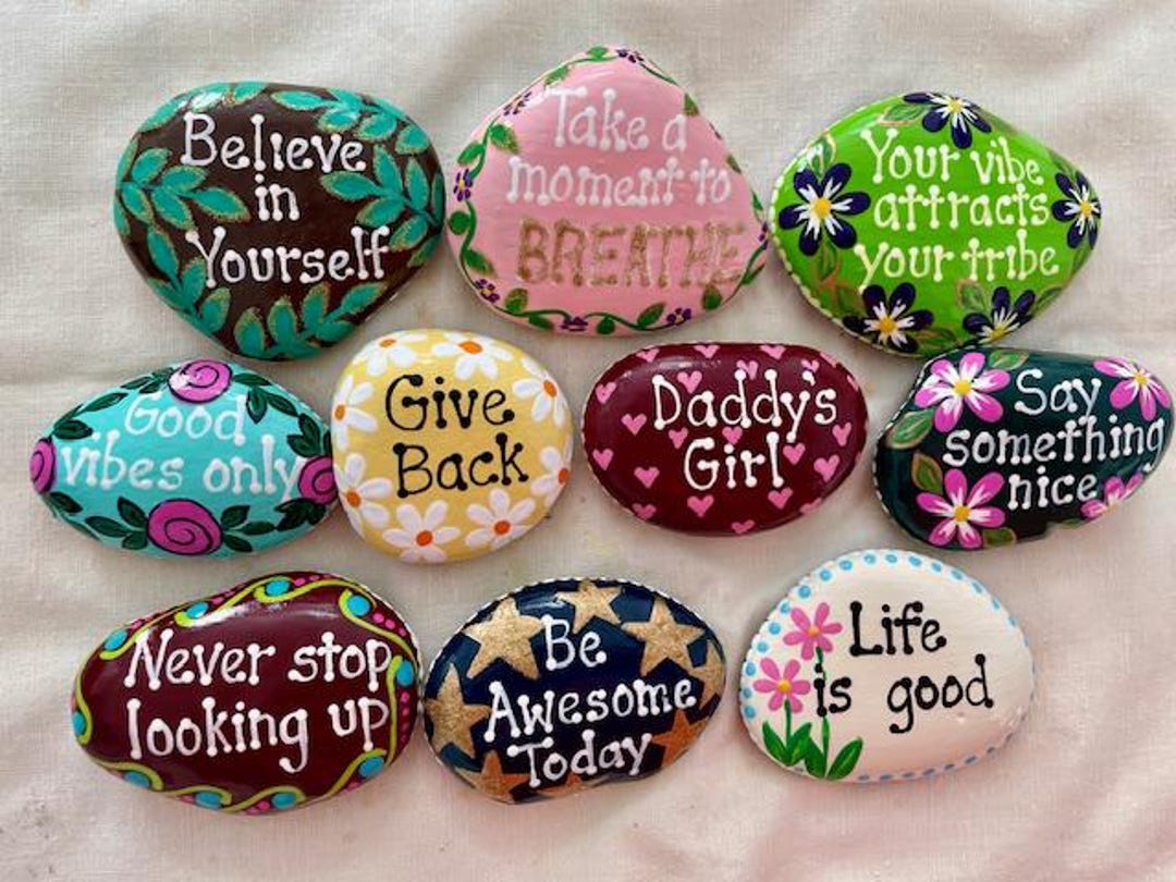 Inspirational Painted Rocks - Set of 10 - Etsy