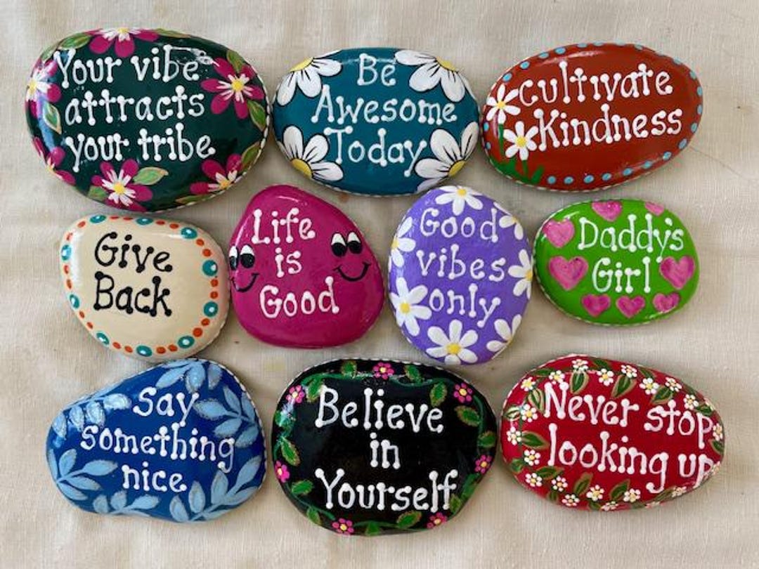 Inspirational Painted Rocks - Set of 10 - Etsy