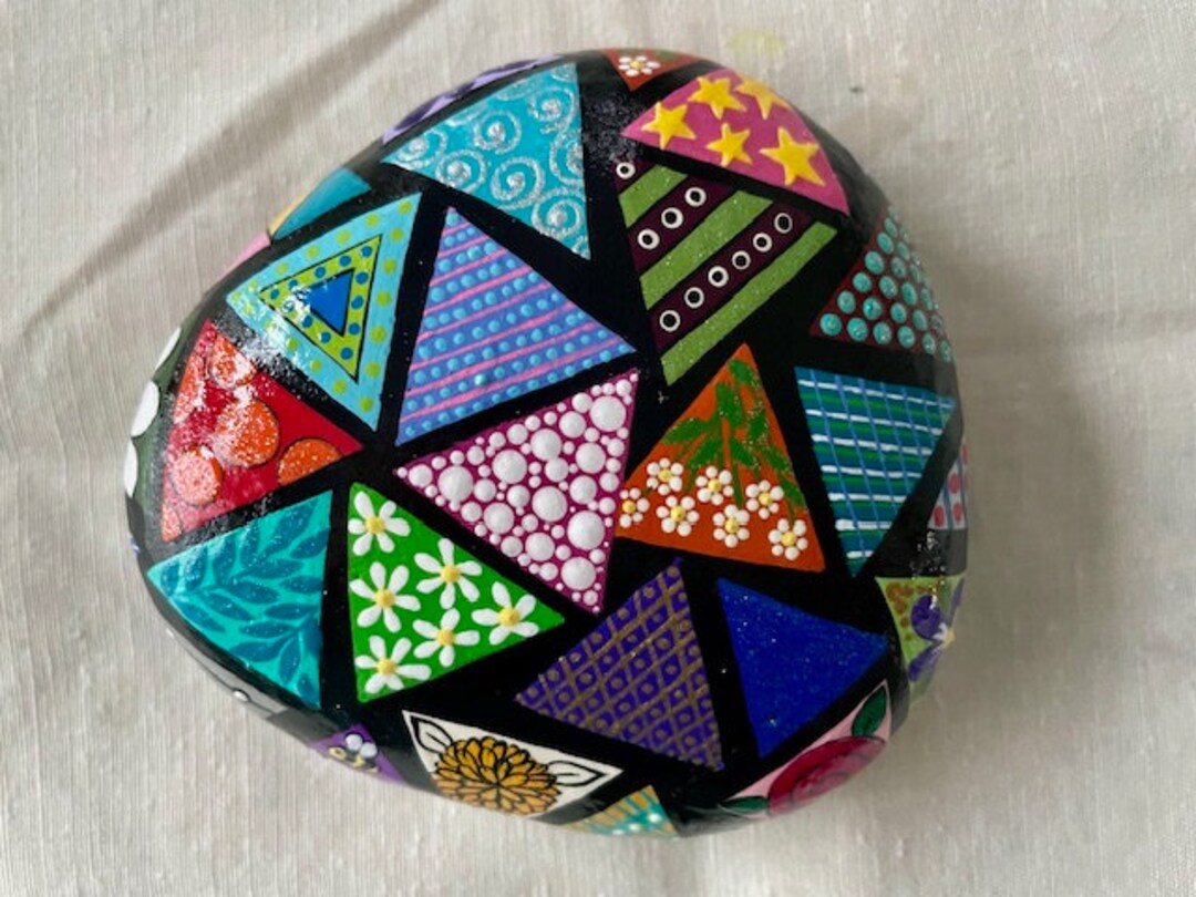 Triangle Design Painted Rock - Etsy