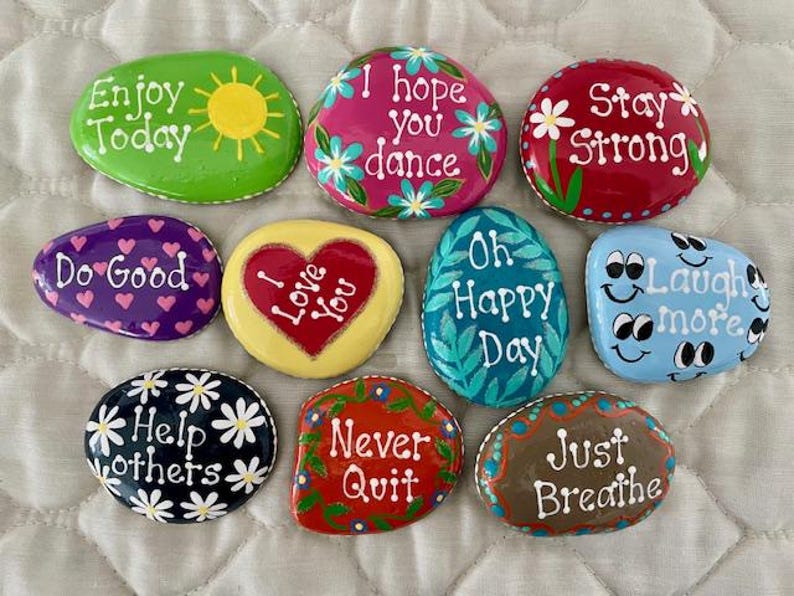 Inspirational Painted Rocks - Set of 10 - Etsy
