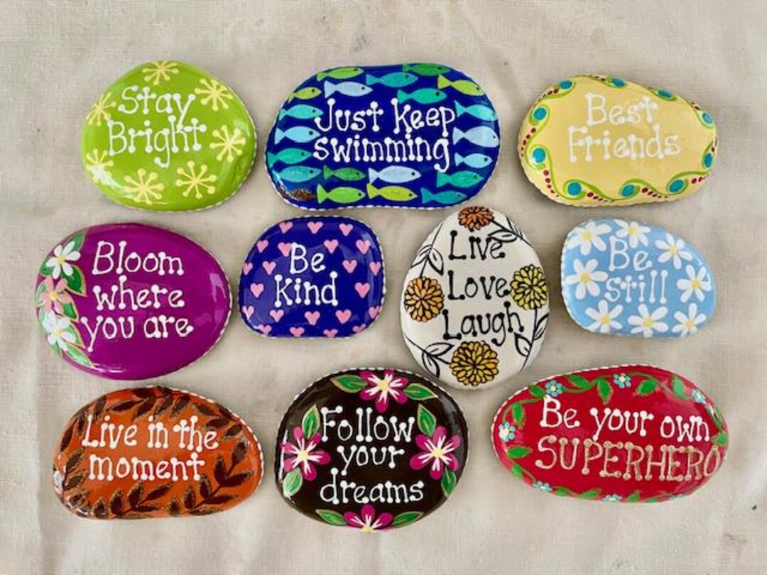 Inspirational Painted Rocks Set of 10 - Etsy