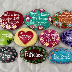 Inspirational Painted Rocks - Set of 10 - Etsy