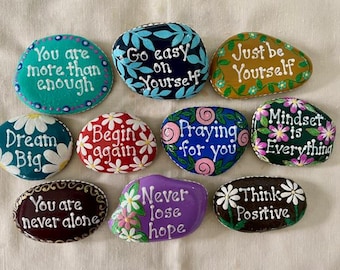 Painted Inspirational Positive Rocks, Painted Rocks, Motivational Gifts ...
