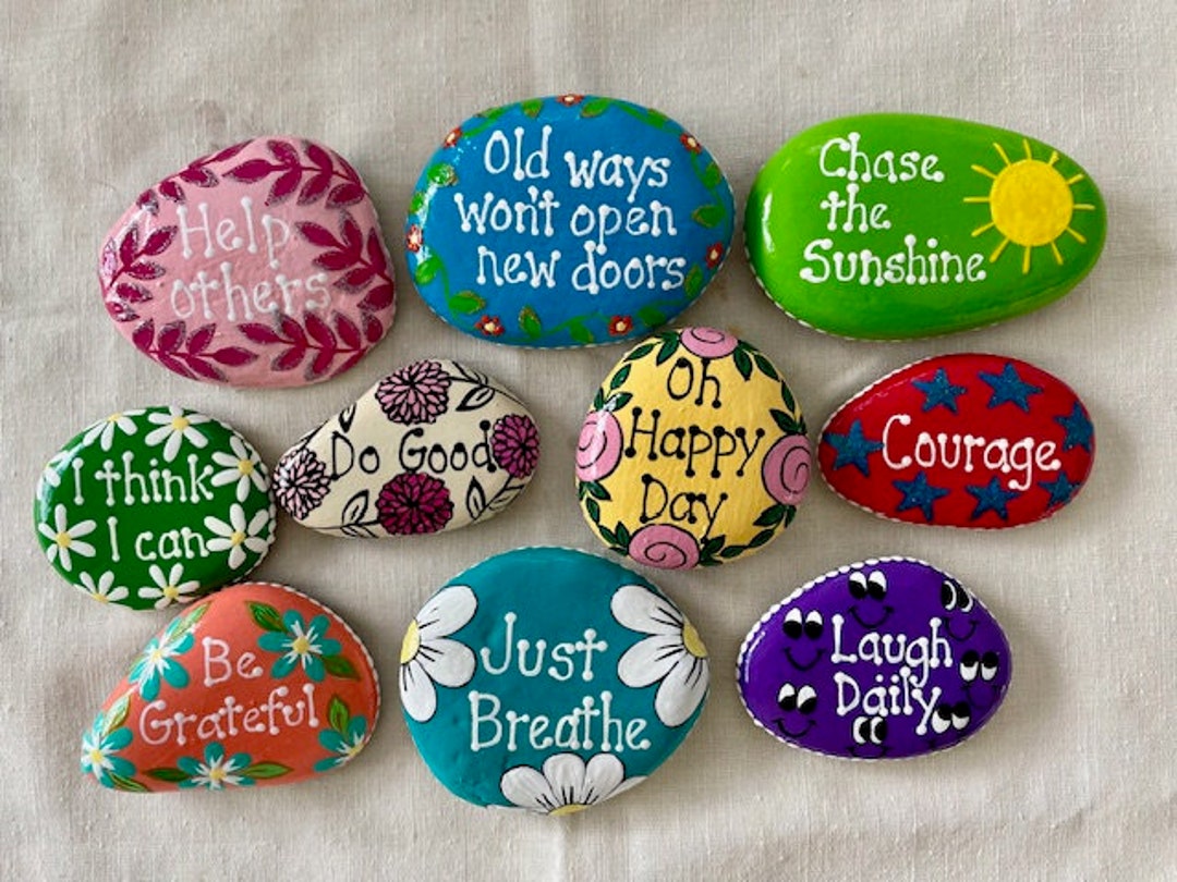Inspirational Painted Rocks Set of 10 - Etsy