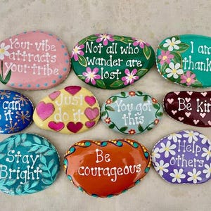 Inspirational Painted Rocks - Set of 10 - Etsy