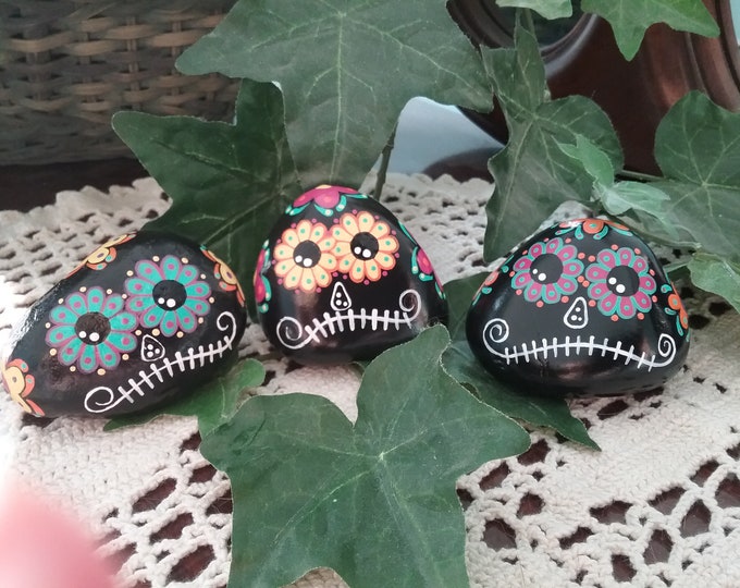 Sugar Skulls Painted Rocks | Etsy