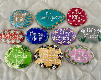 Inspirational Painted Rocks - Set of 10 - Etsy