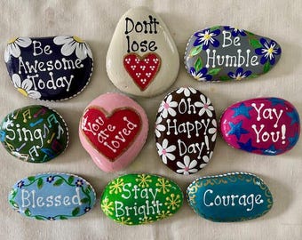 Fun Sets of 5 Hand-painted Stones Extra Playful Kindness Rocks - Etsy