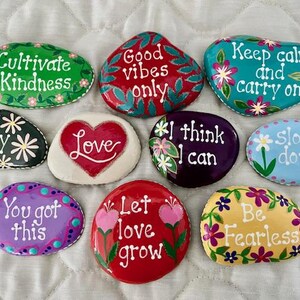 Inspirational Painted Rocks - Set of 10 - Etsy