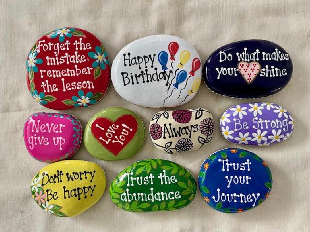 Inspirational Painted Rocks - Set of 10 - Etsy