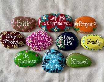 Inspirational Painted Rocks - Set of 10 - Etsy