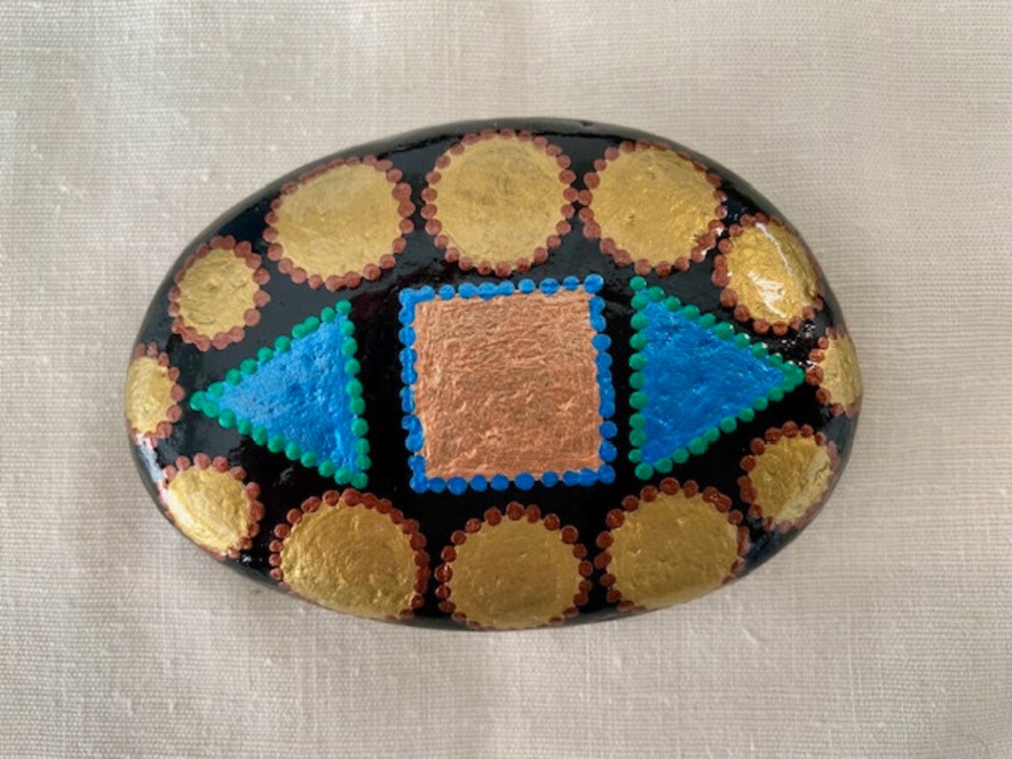 Metallic Geometric Design Painted Rocks - Etsy