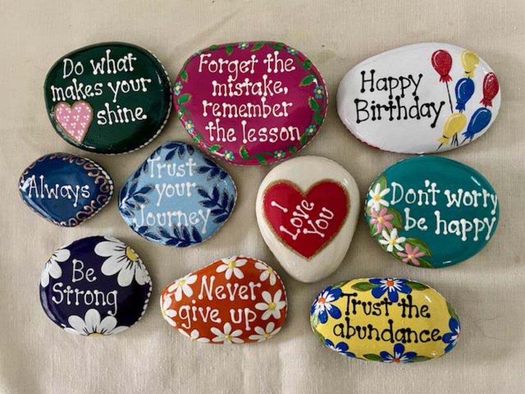 Inspirational Painted Rocks - Set of 10 - Etsy