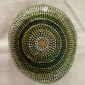 Green Dotted Painted Rock - Etsy