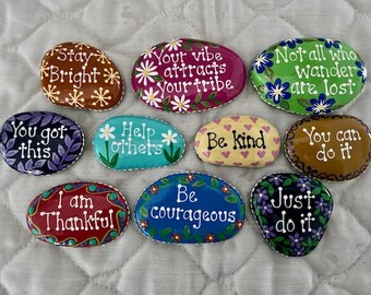 Inspirational Painted Rocks - Set of 10 - Etsy
