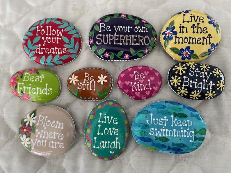 Inspirational Painted Rocks - Set of 10 - Etsy