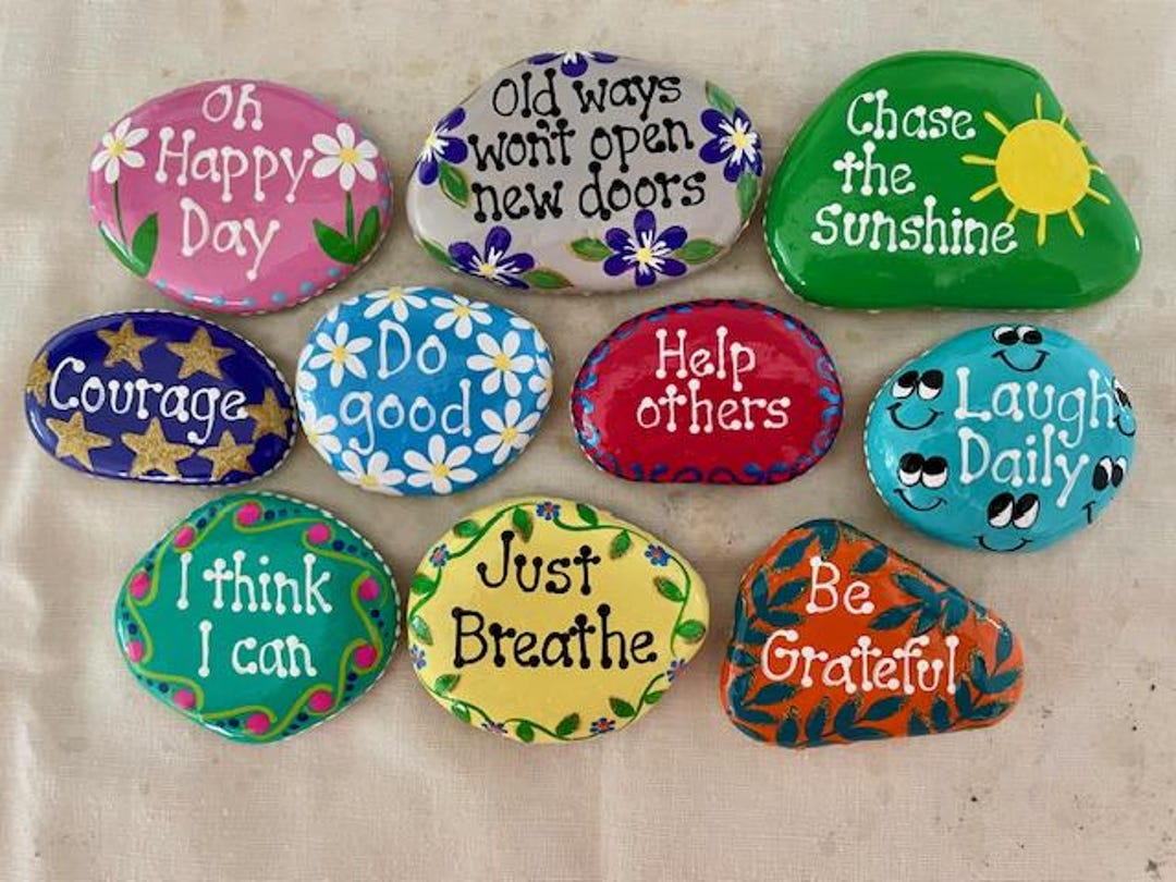 Inspirational Painted Rocks - Set of 10 - Etsy