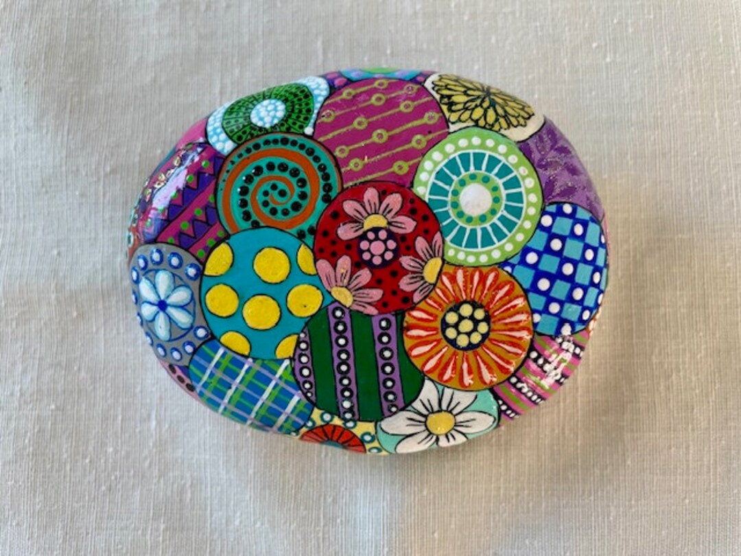 Circle Design Painted Rock - Etsy