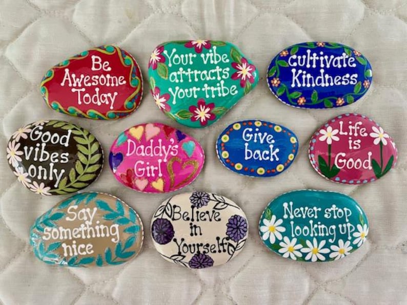 Inspirational Painted Rocks - Set of 10 - Etsy