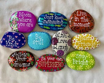 Suicide Awareness Painted Rocks, Mental Health Rocks, Encouraging Gifts ...