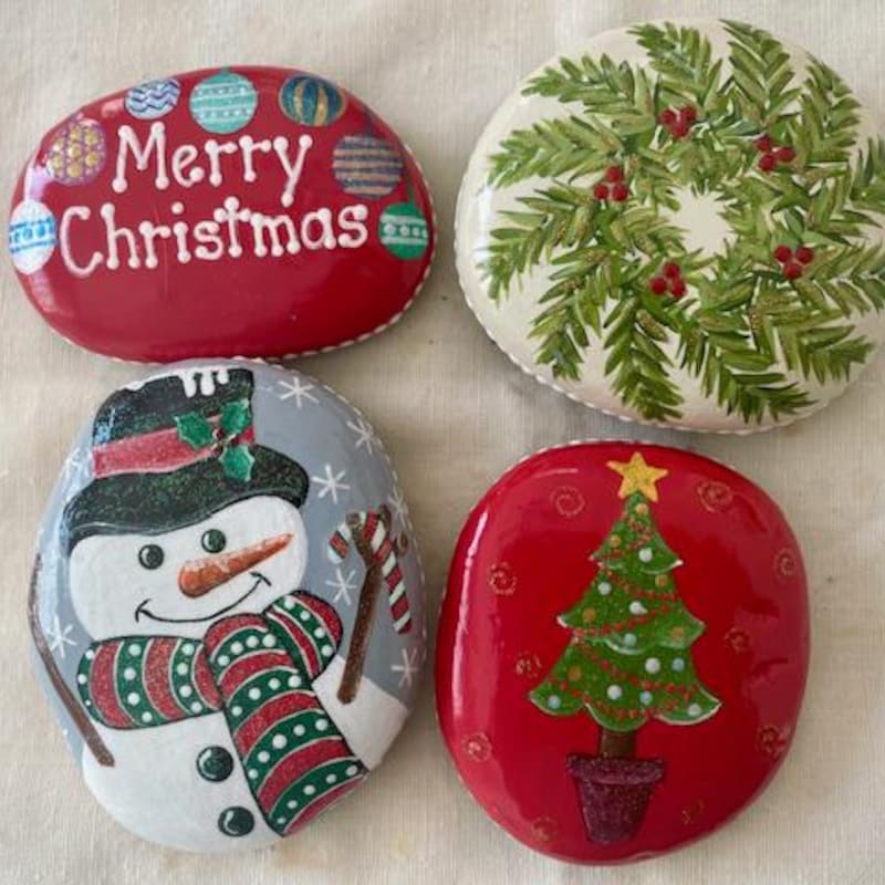 Christmas Painted Rocks - Etsy