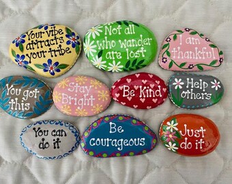 Inspirational Painted Rocks - Set of 10 - Etsy