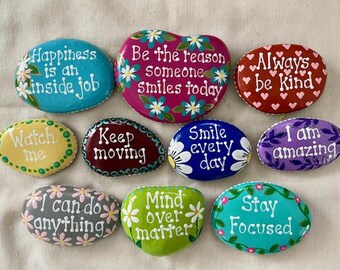 Inspirational Saying Painted Rocks Pocket Pebbles - Etsy