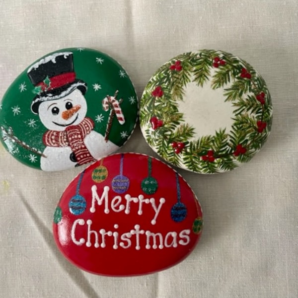 Christmas Painted Rocks - Etsy