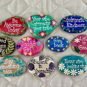 Inspirational Painted Rocks - Set of 10 - Etsy
