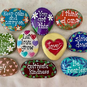 Inspirational Painted Rocks - Set of 10 - Etsy