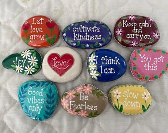 Inspirational Painted Rocks - Set of 10 - Etsy