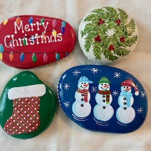 Christmas Painted Rocks - Etsy